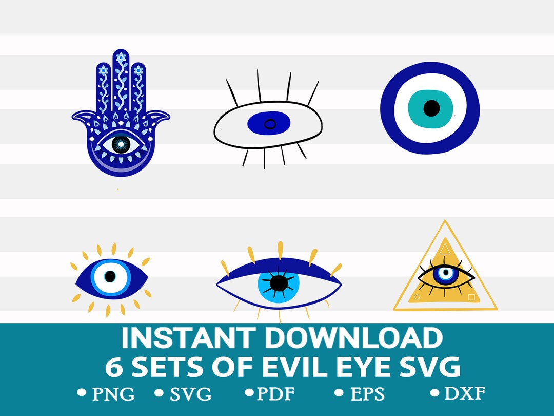 Set of 6 Evil Eye Svgs for Cricut, Evil Eye Png Files for Sublimation ...
