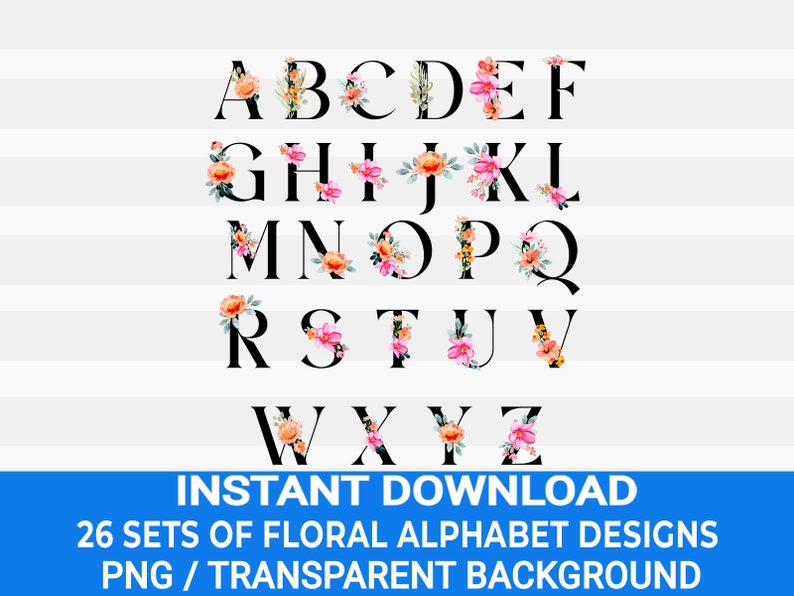 Floral Alphabets Png Files, Alphabets With Floral Designs,alphabets ...