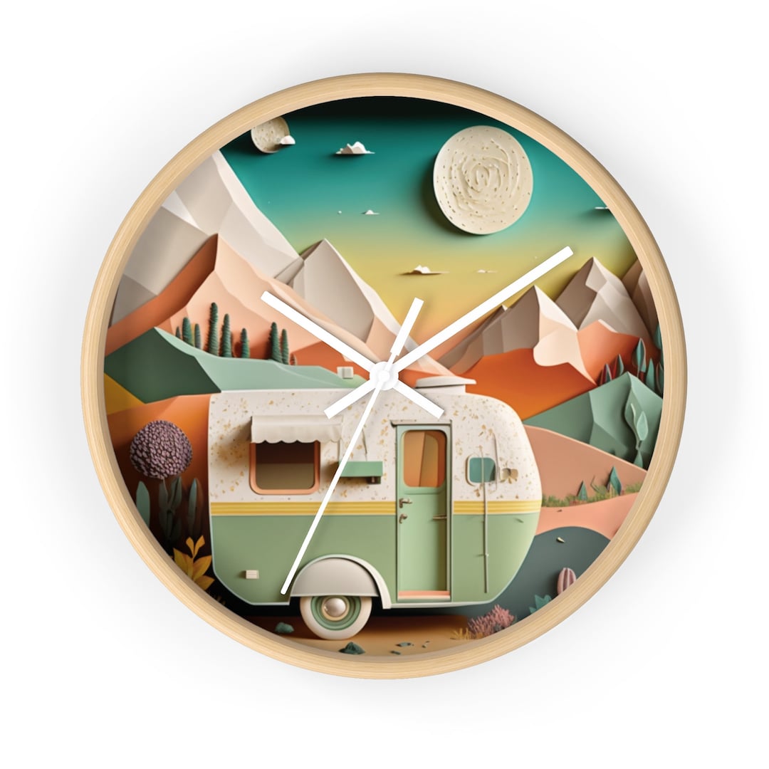 Camper Wall Clock Camping Wall Clock Caravan Decor Camping Time Camper ...