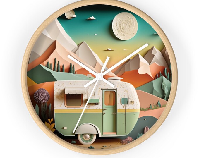 Camper Wall Clock Camping Wall Clock Caravan Decor Camping Time Camper ...