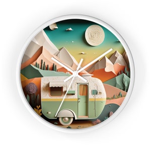 Camper Wall Clock Camping Wall Clock Caravan Decor Camping Time Camper ...