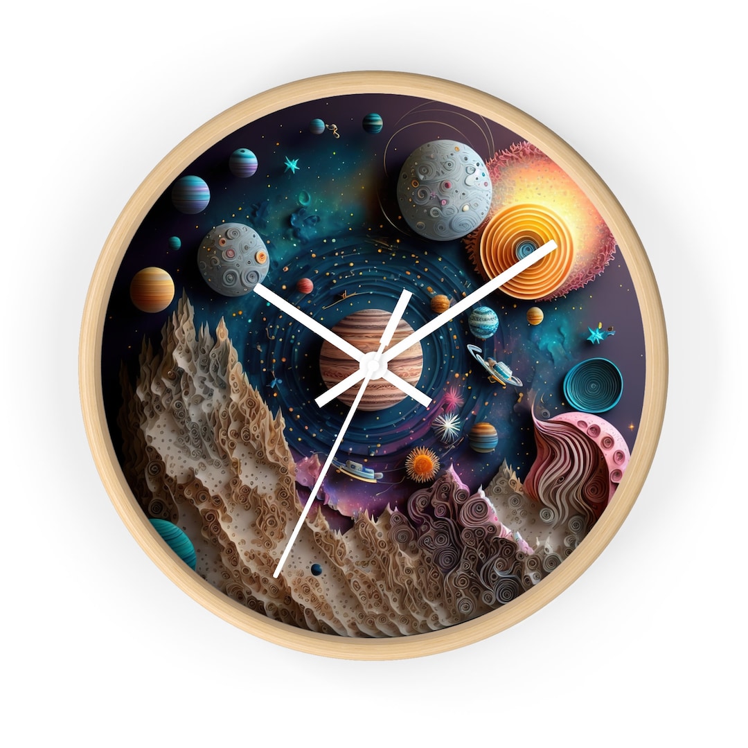 Space Wall Clock Educational Clock Home Decoration Galaxy Art Solar ...