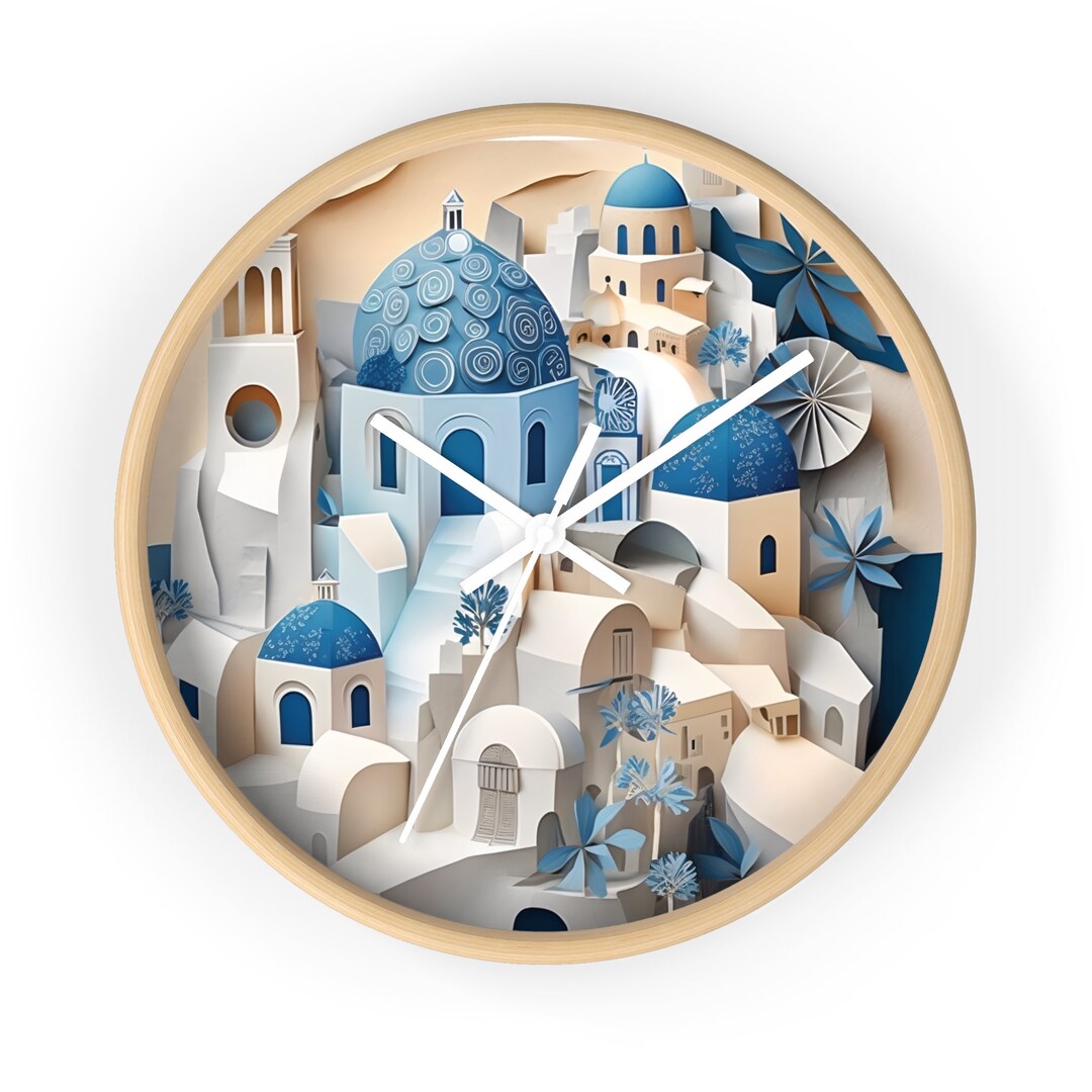 3D Greece-inspired Wall Clock Santorini Wall Decor Greece - Etsy