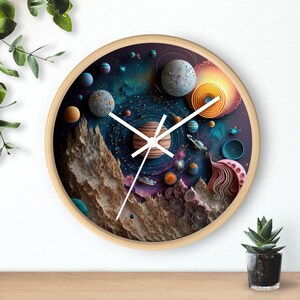 Space Wall Clock Educational Clock Home Decoration Galaxy Art Solar ...
