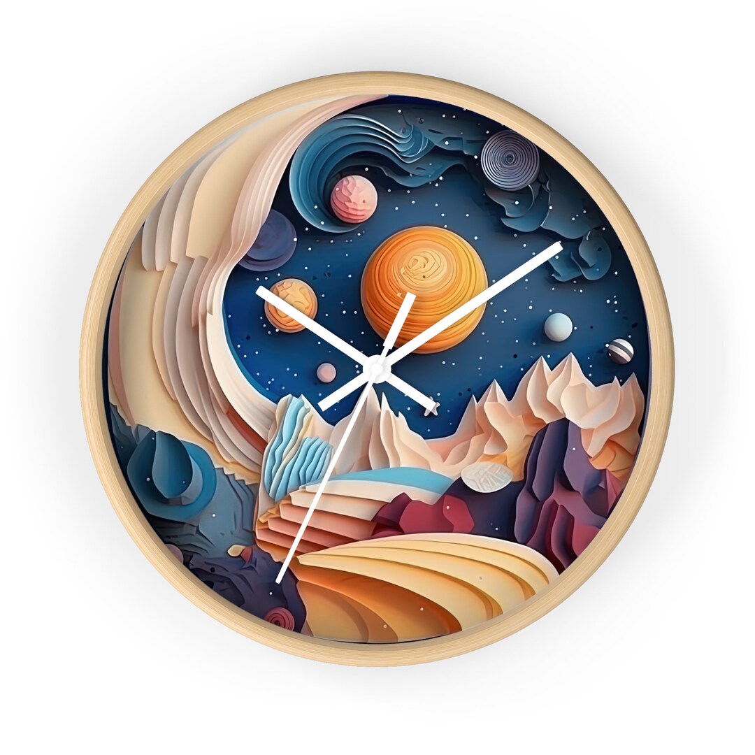 Space Wall Clock Educational Clock Home Decoration Galaxy Art Solar ...