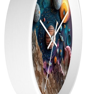 Space Wall Clock Educational Clock Home Decoration Galaxy Art Solar ...