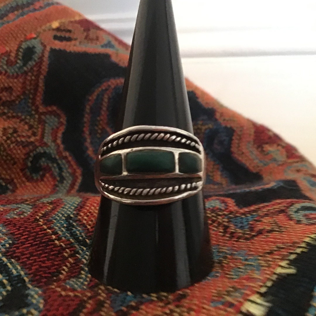Large Sterling & Malachite Inlay Ring - Etsy