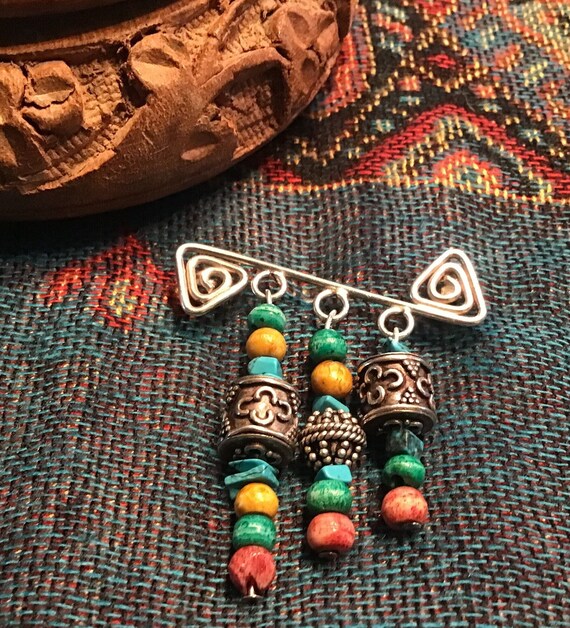 Sterling Turquoise Bali Sutra Style Bracelet - Gem