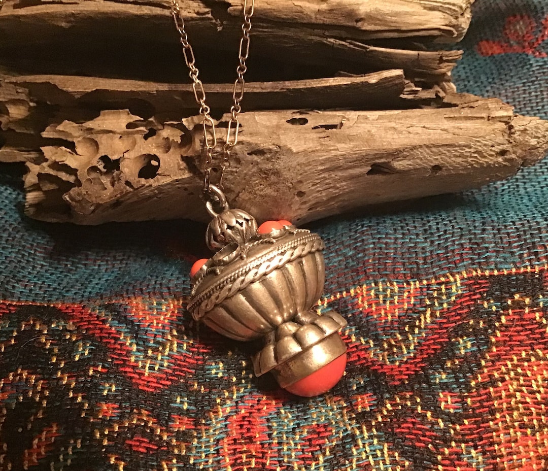 Antique (c1915) Estruscan Sterling & Coral Watch Fob Necklace - Etsy