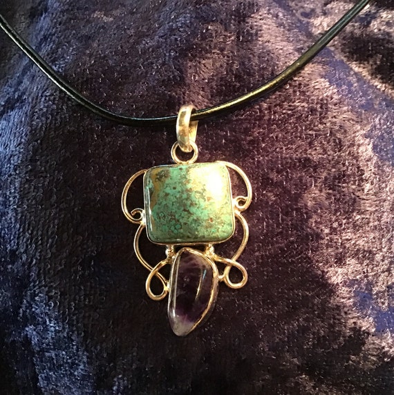 Stunning Artisan Made Turquoise & Amethyst Modernist … - Gem