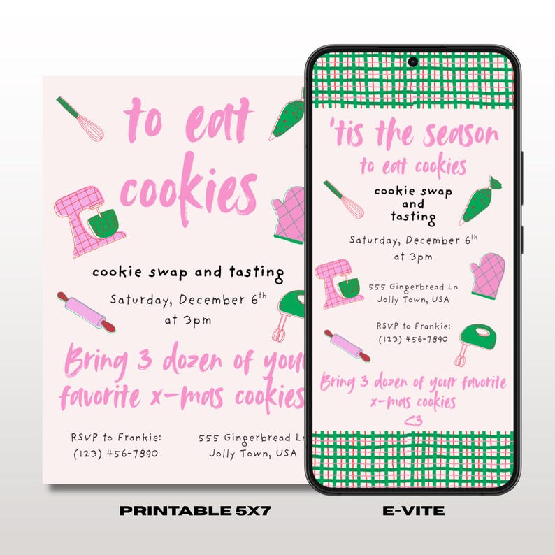 Tis the Season to Eat Cookies, Cookie Exchange Invite, Cookie Swap ...