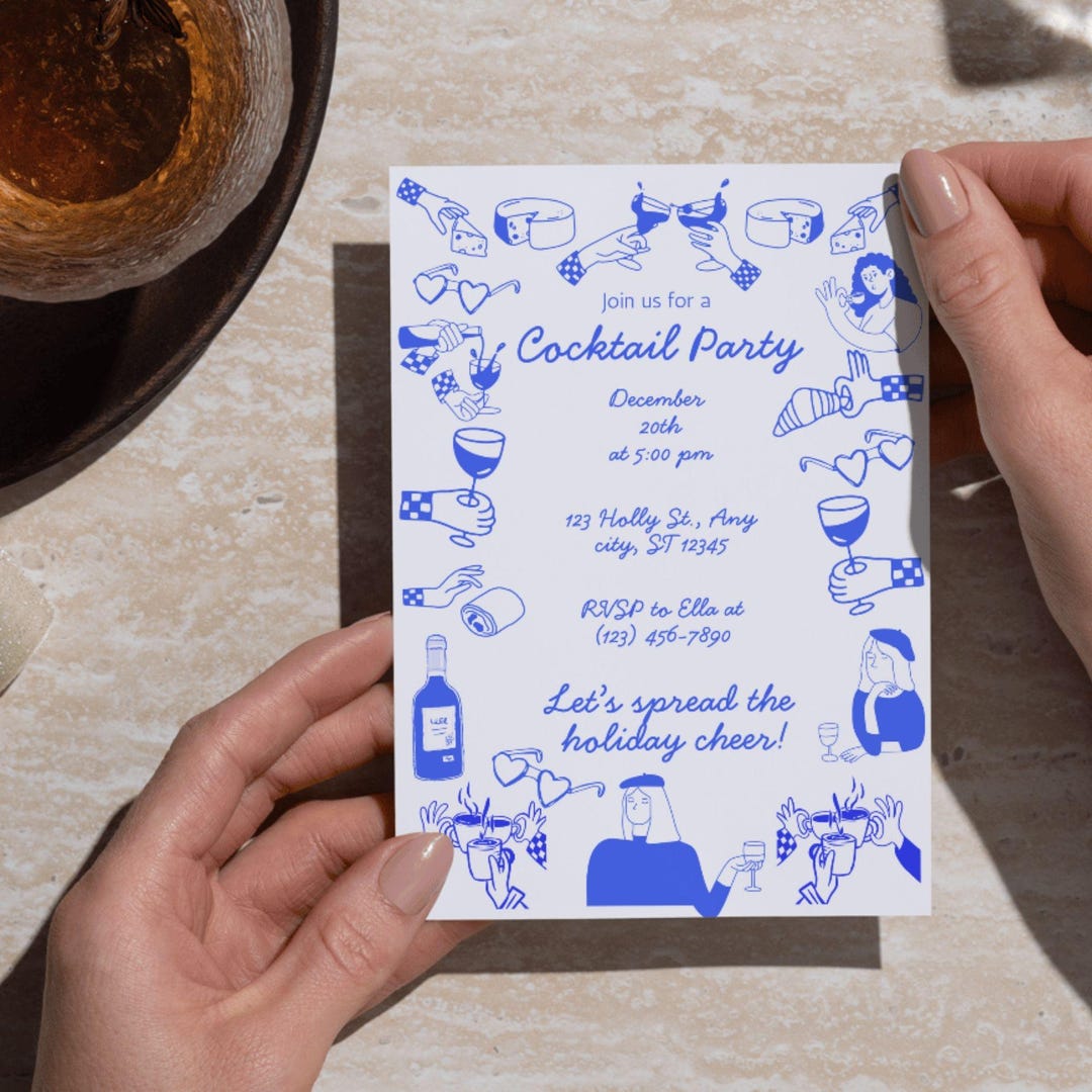 Classic French Cocktail Party Invitation, Editable Invitation With ...