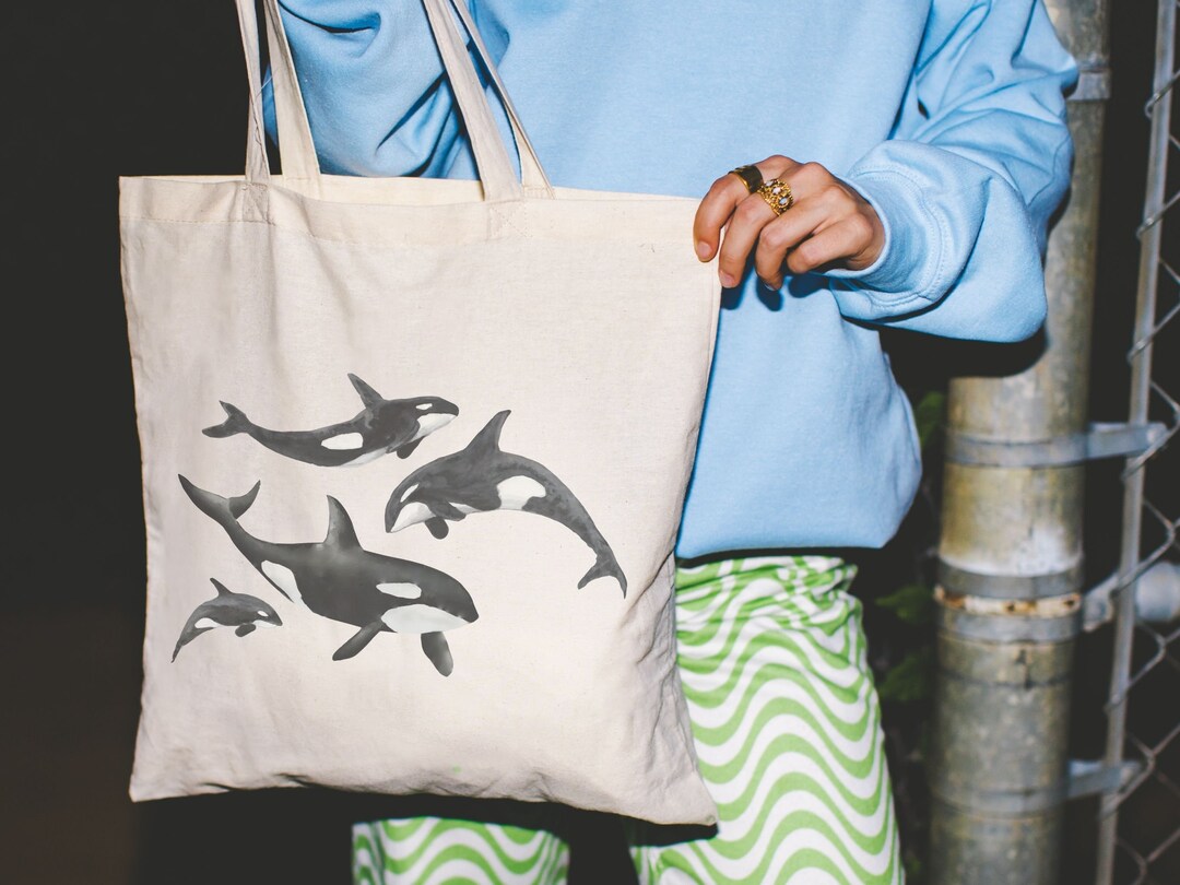 Orca Whales Tote Bag, Orca Whale Tote Bag, Beach Bag, Tote Bag ...