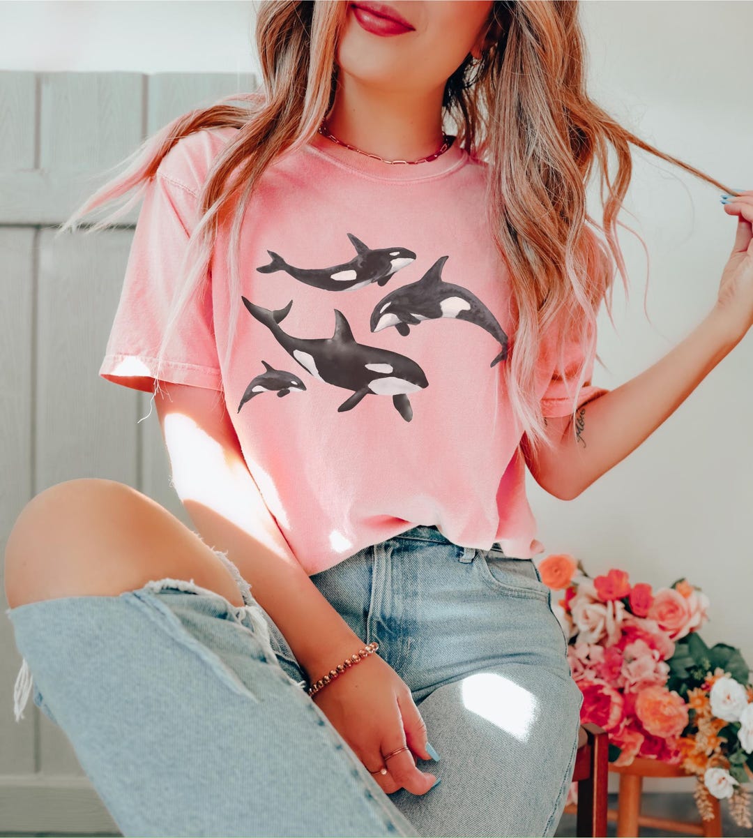 Orca Whale T-shirt, Whale Shirt, Whales T-shirt, Preppy Aesthetic ...