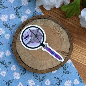 Spooky Spider Magnifying Glass Die Cut Vinyl Sticker Witchy Dark ...