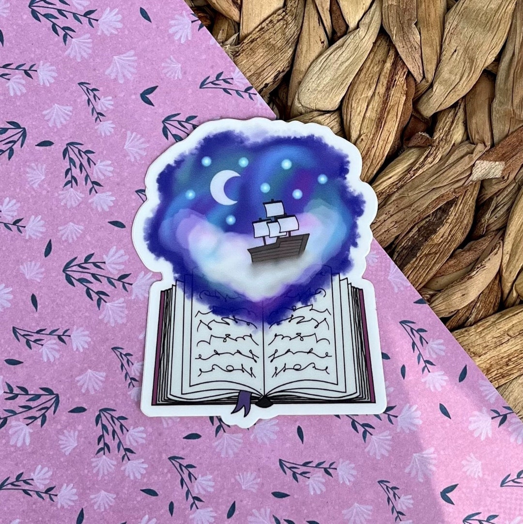 Galaxy Fantasy Storybook Die Cut Vinyl Sticker Book Lovers Sticker ...