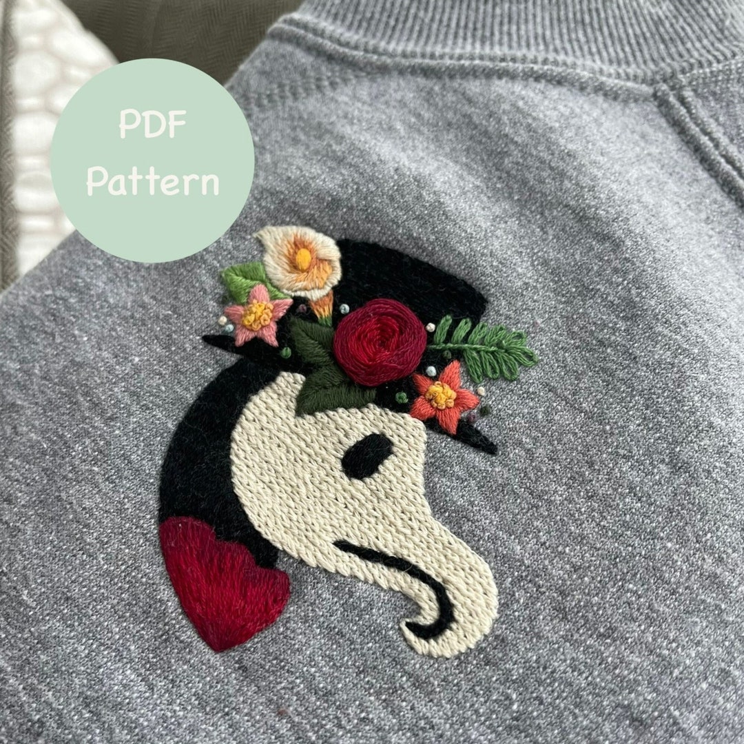 Plague Doctor Flower Crown Digital PDF Embroidery Pattern / Instant ...