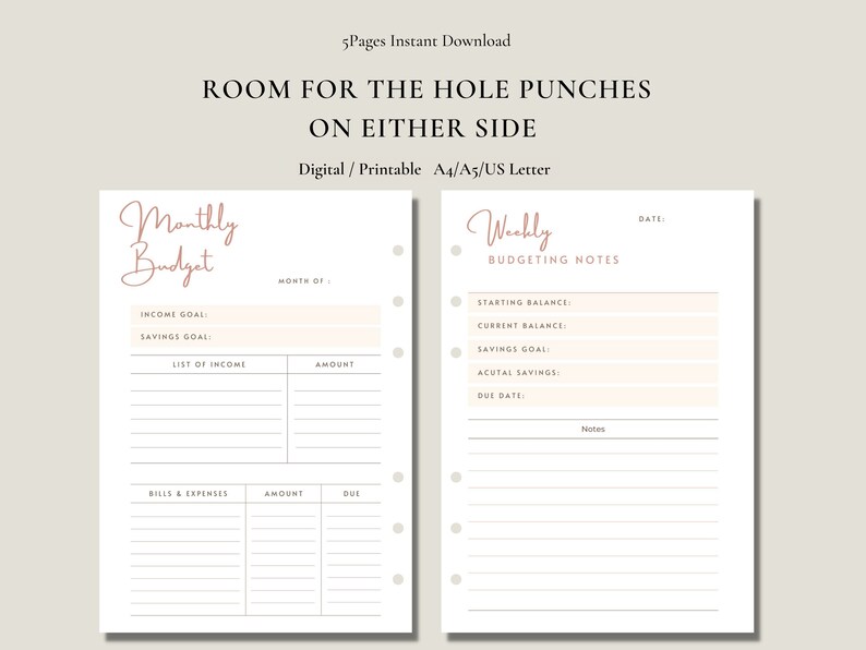 Monthly Budget Planner Overview Template Printable, Paycheck Tracker ...