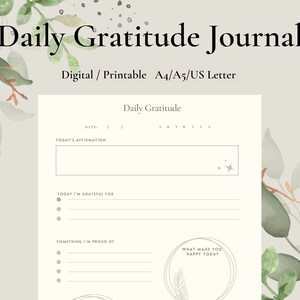 Mindfulness Gratitude Journal Printable, Template, Self Care Planner ...