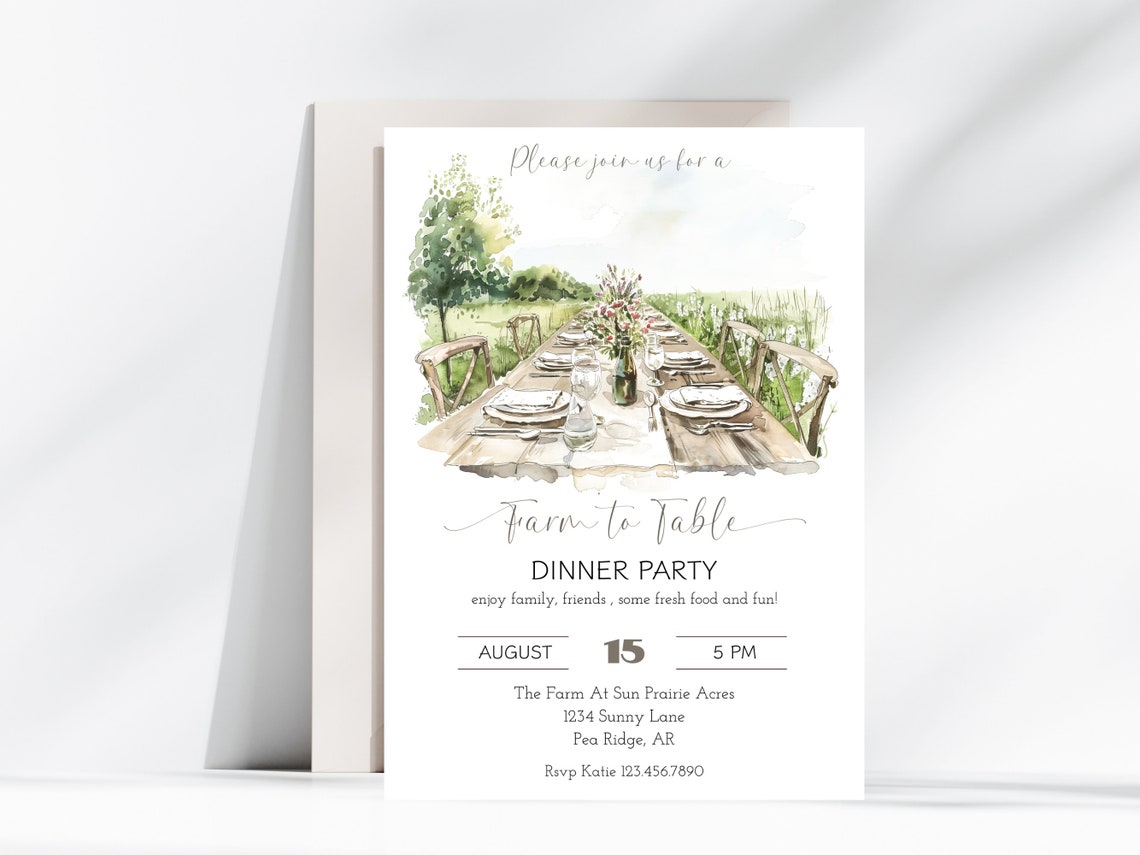 Rustic Farm to Table Dinner Party Invitation, Farm to Table Gathering ...