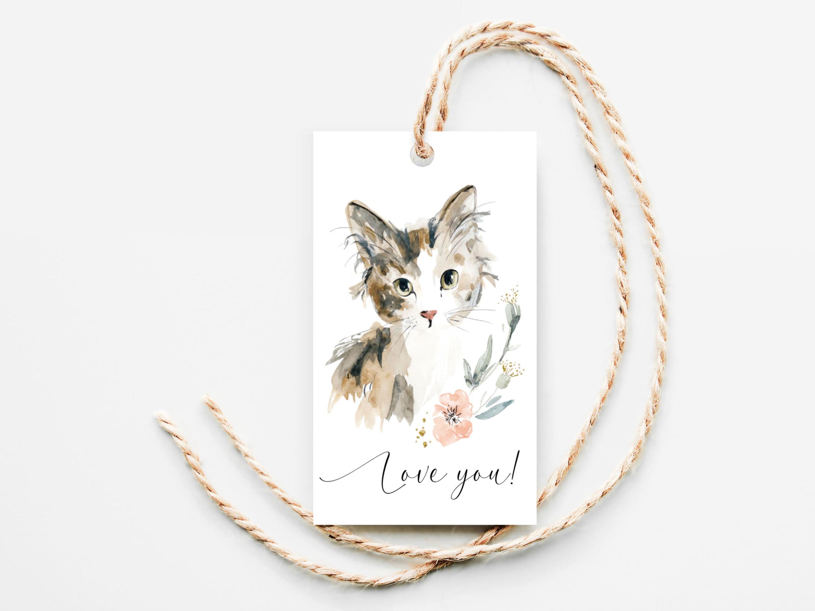 Editable Cat Gift Tag, Cat Lover Gift Tag, Gift for Pet Owner Tag ...