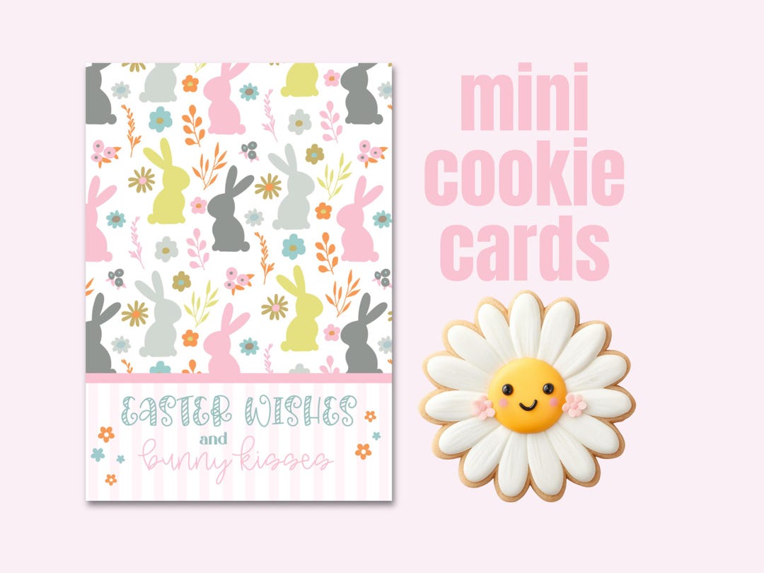 Easter Mini Cookie Card: Printable Bunny Treat Tag (editable Template ...