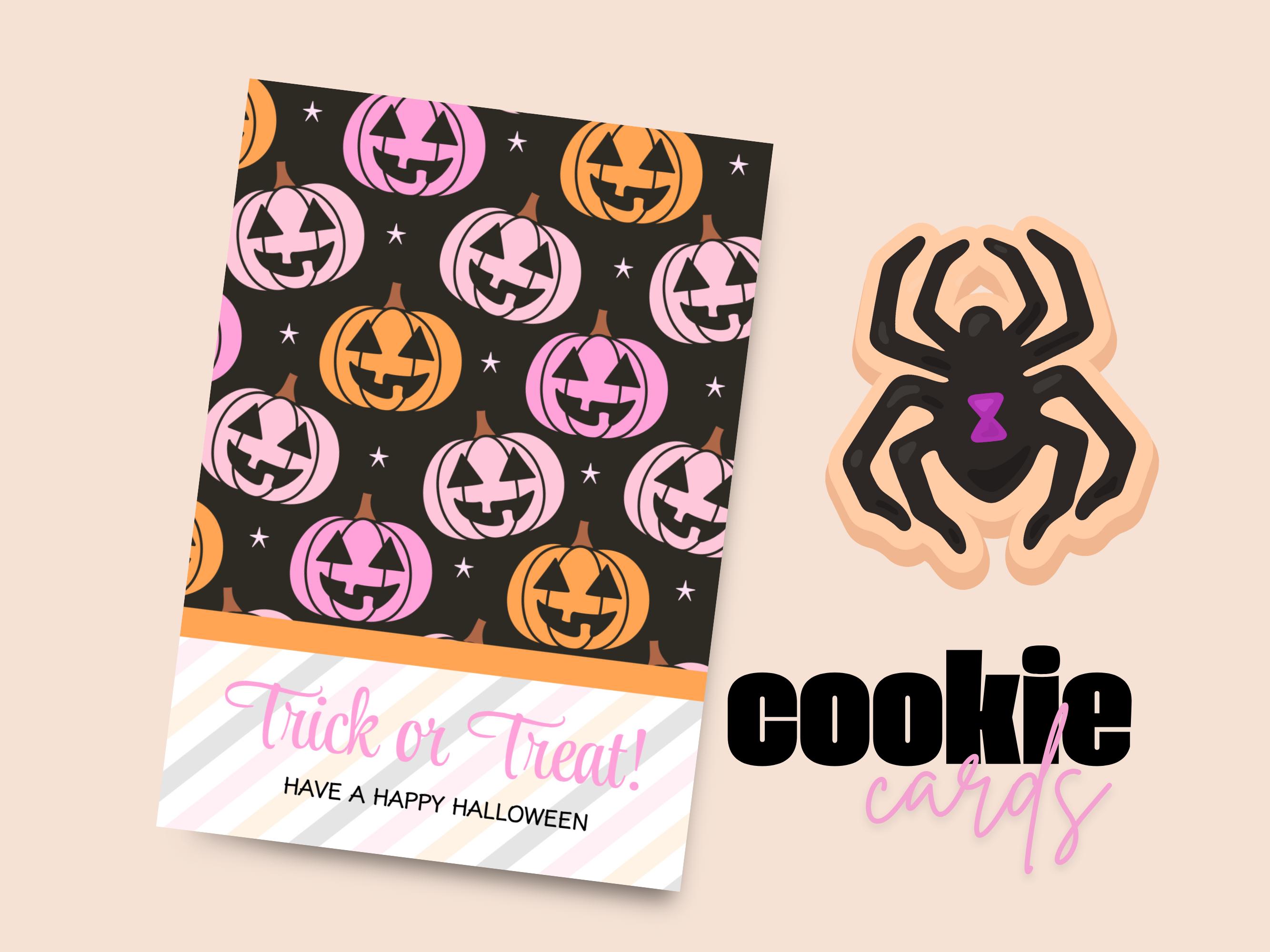 Halloween Mini Cookie Card Printable, Pumpkin Cookie Packaging, Trick ...