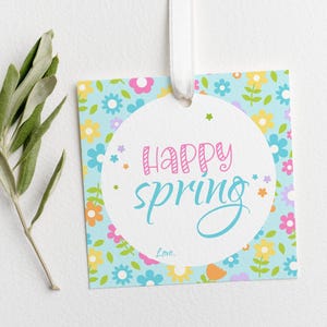 Happy Spring Printable Favor Tag, Spring Gift Tag, Easter Treat Tags ...