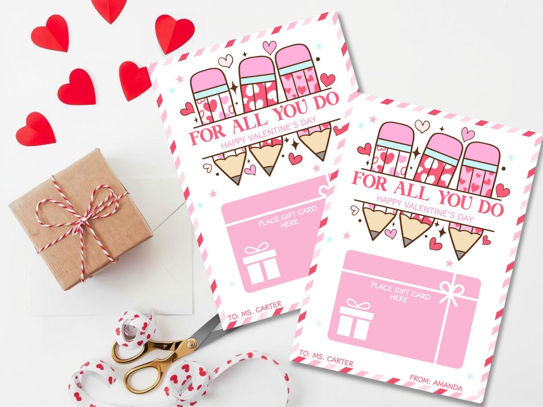 Printable Valentine’s Day Gift Card Holder, Valentine Teacher Gift Card ...