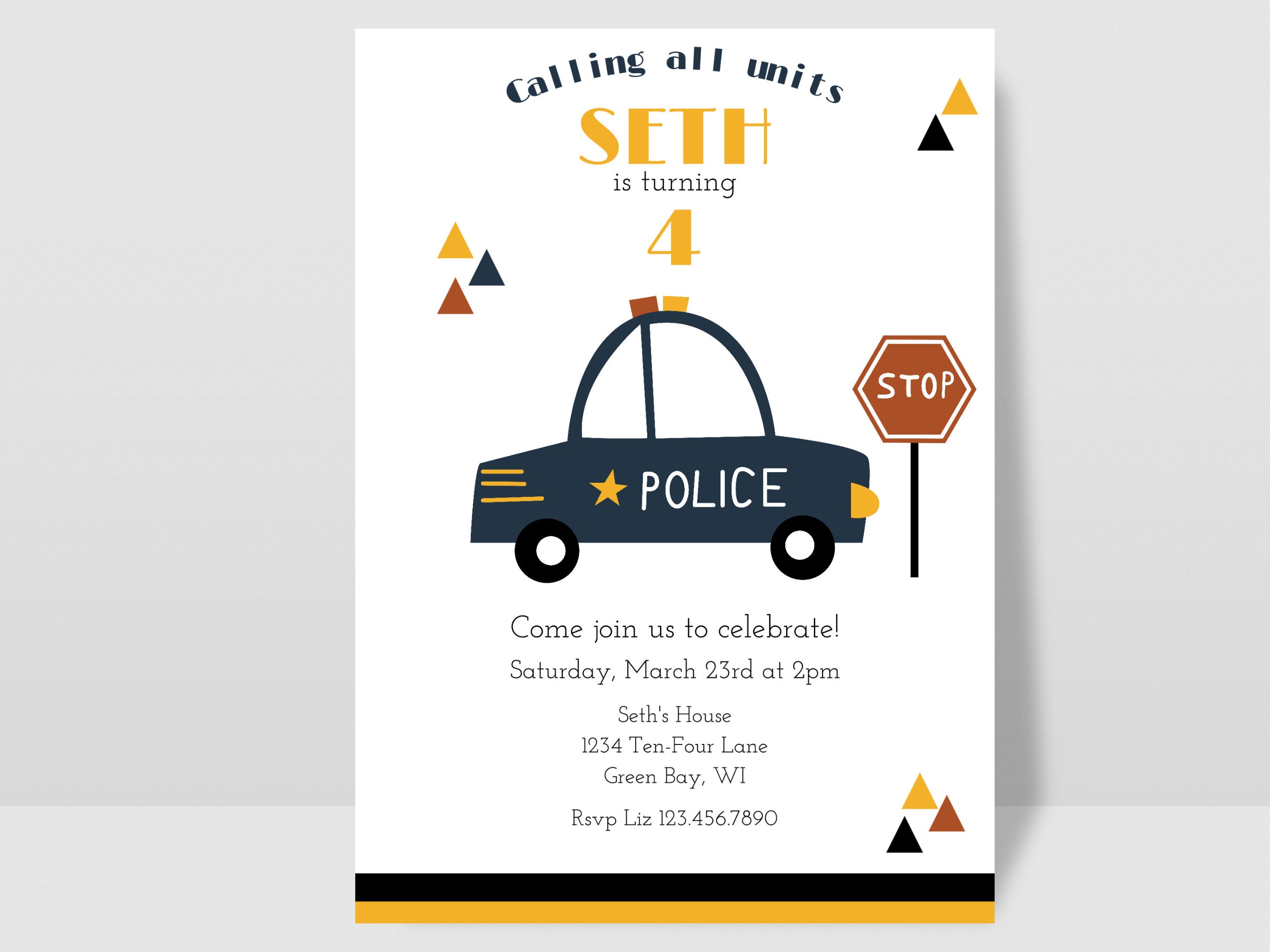 Editable Police Birthday Invitation, Printable Police Car Birthday ...