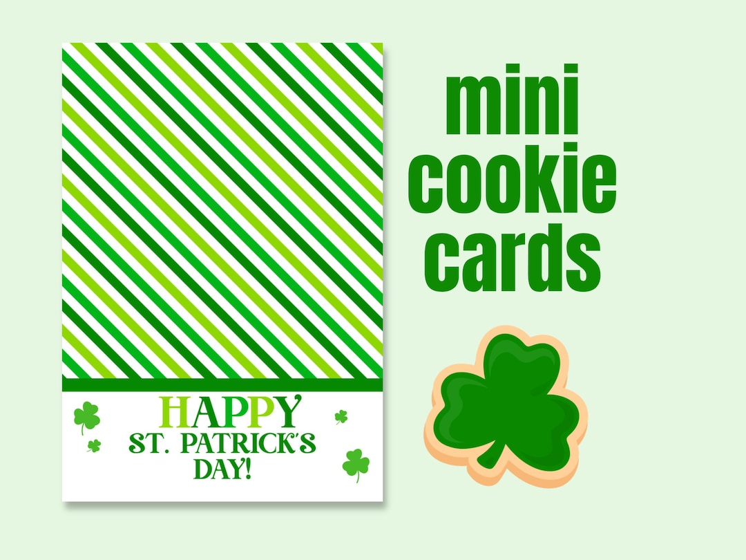 St. Patrick's Day Cookie Cards, Printable Mini Cookie Card, Editable ...