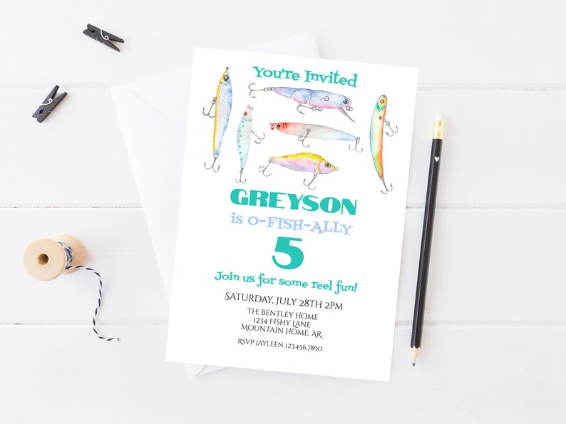 Fishing Birthday Party Invitation, Editable Fishing Lures Birthday ...
