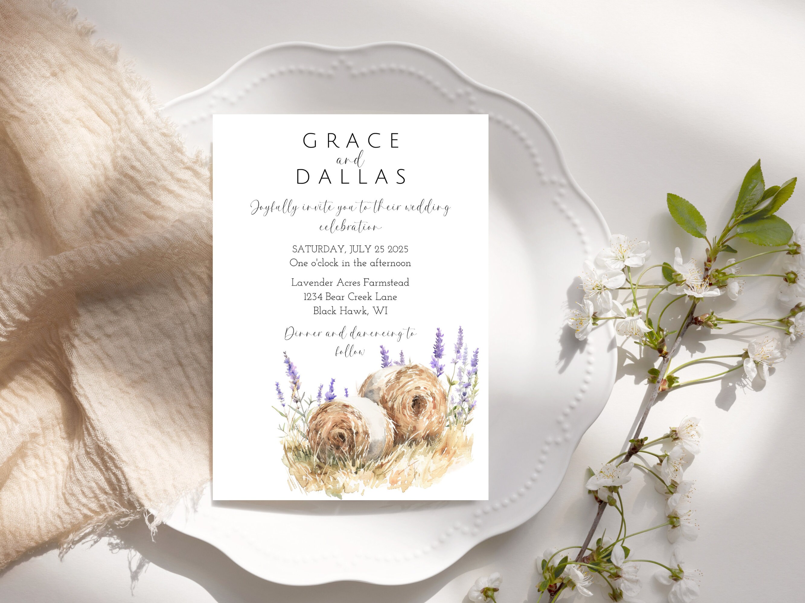Rustic Farm Wedding Invitation, Editable Outdoor Farm Wedding Invite ...