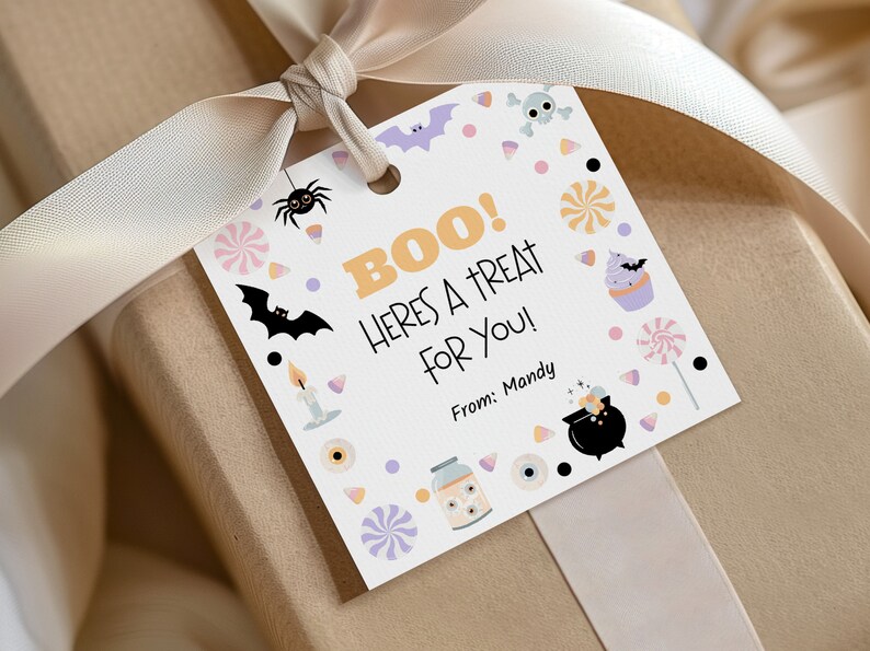Halloween Gift Tags, Printable Halloween Favor Tags, Pastel Halloween ...