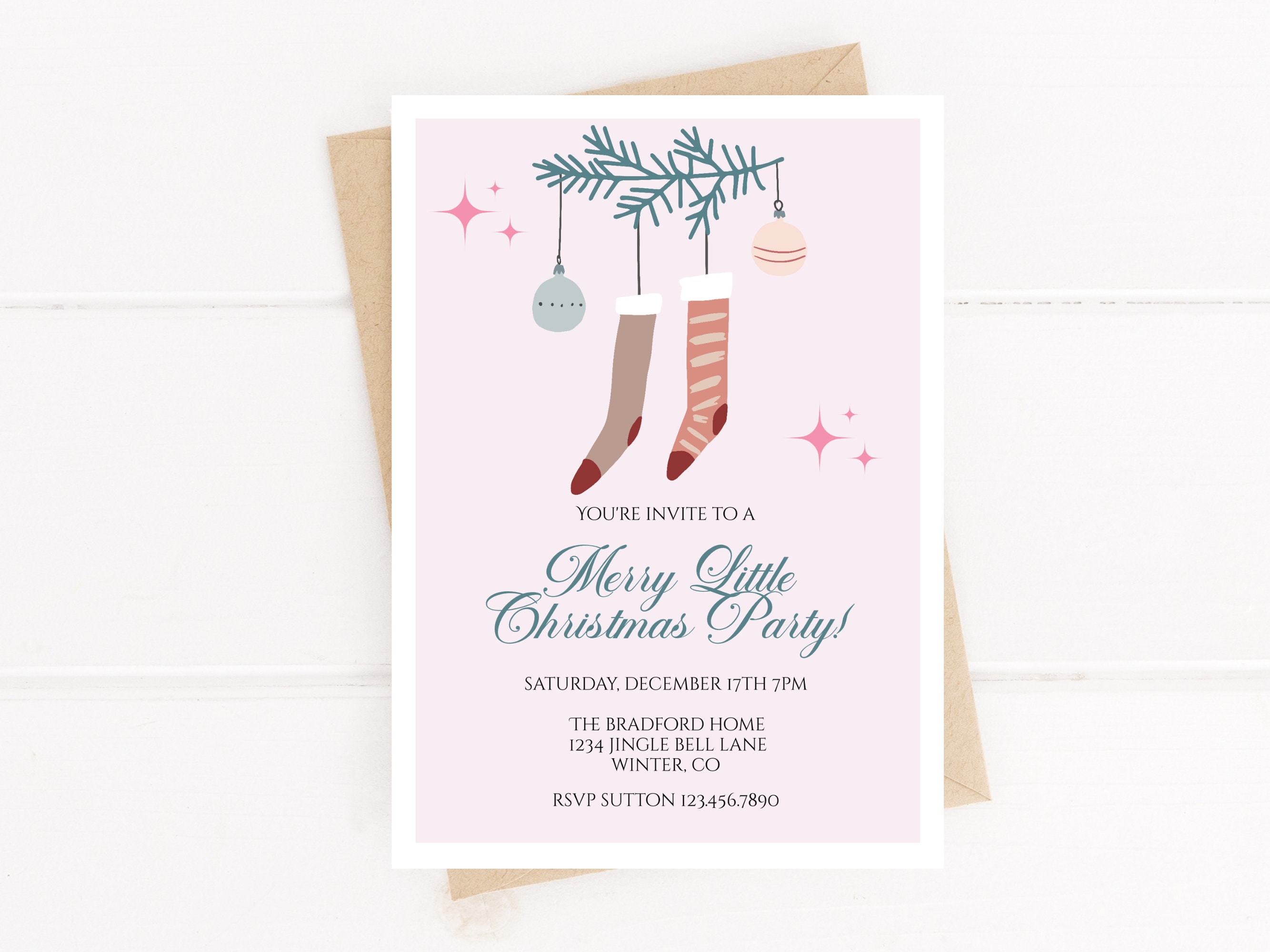 Printable Christmas Party Invitation/minimalistic Merry Little Party ...