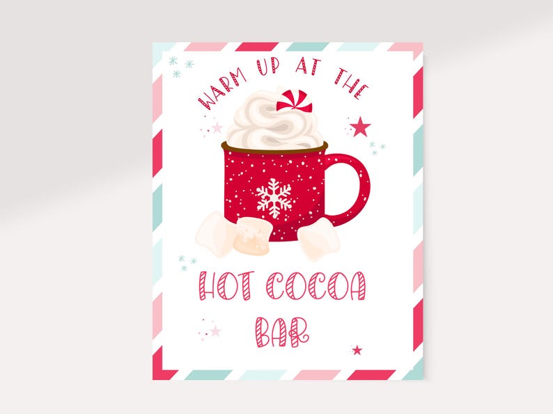 Hot Cocoa Bar Sign Template, Hot Chocolate Bar Sign Template, Kids ...