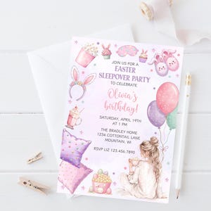 Editable Easter Birthday Invitation, Slumber Party Invite, Easter ...