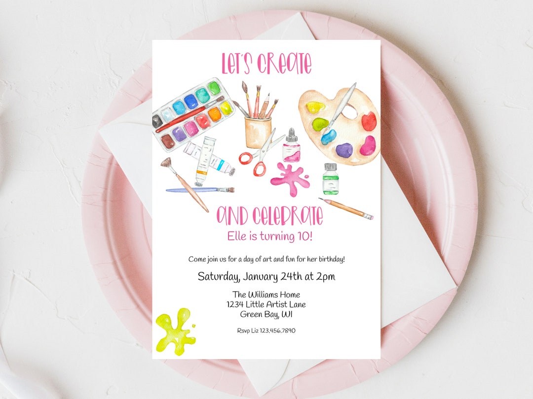 Arts & Crafts Birthday Party Invitation, Editable Art Birthday ...