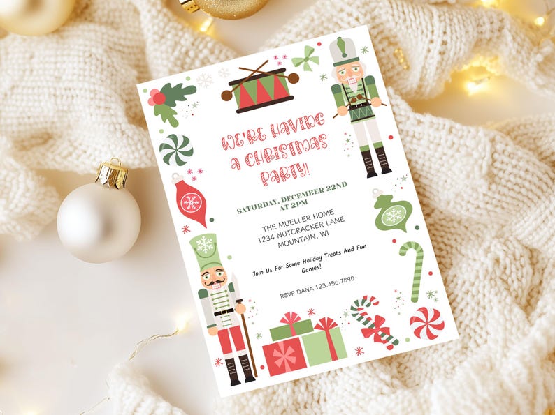 Editable Nutcracker Christmas Party Invitation, Nutcracker Theme ...