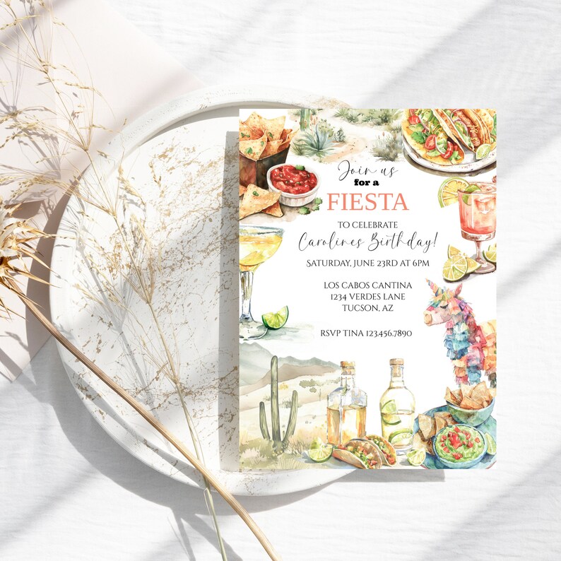 Fiesta Birthday Party Invitation, Editable Mexican Fiesta Taco Party ...