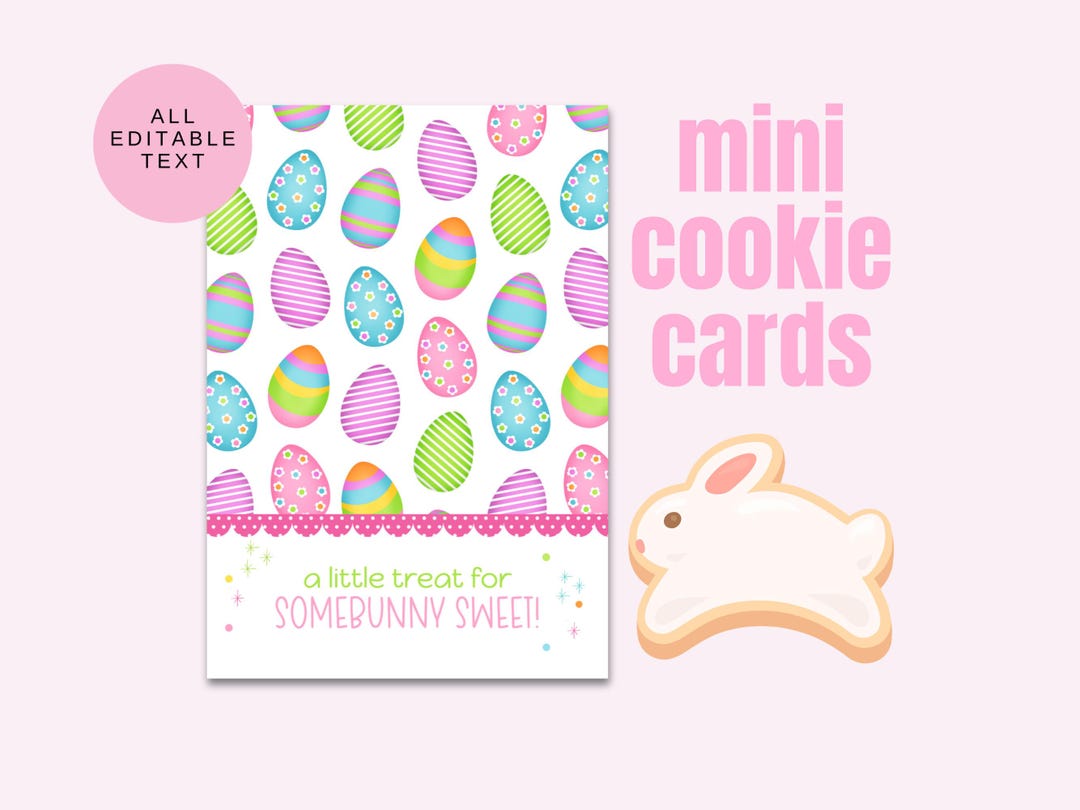 Easter Mini Cookie Card: Egg Theme, Editable Tag (digital Download) - Etsy