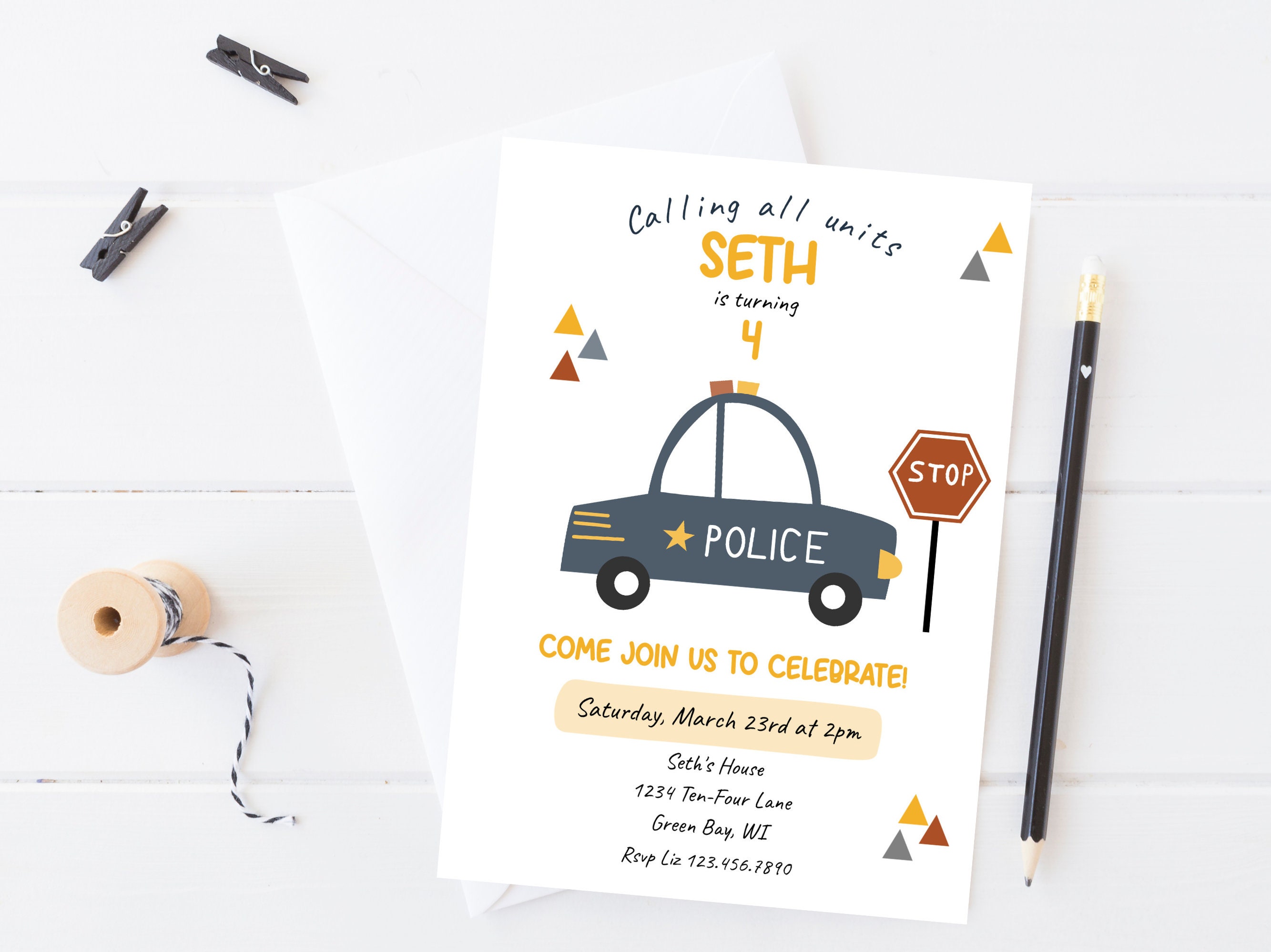 Editable Police Birthday Invitation, Printable Police Car Birthday ...