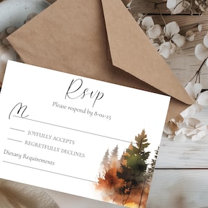 Fall Mountain Wedding Invitation, Autumn Colors Theme, Rustic Mountain ...