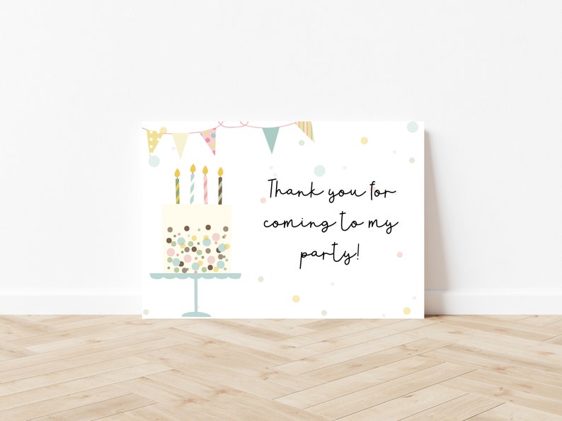 Printable Birthday Cake Thank You Card/ Editable Thank You Card ...