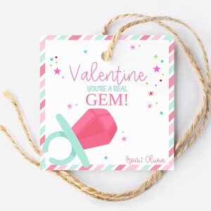 Valentine's Day Ring Pop Tags, You're A Gem Favor Tag, Sweet Treat Bag ...