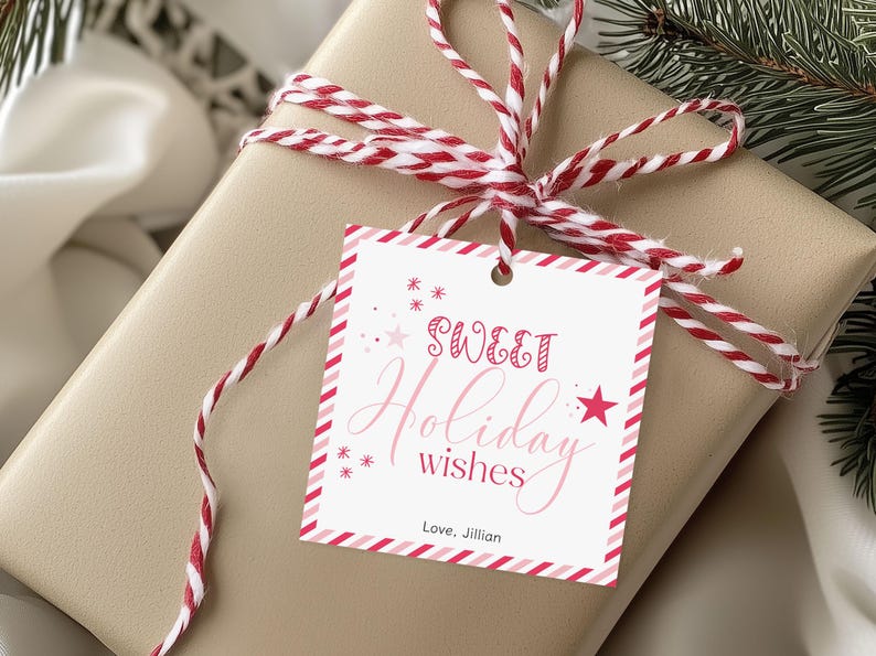 Editable Christmas Favor Tags, Sweet Holiday Wishes Favor Tags ...