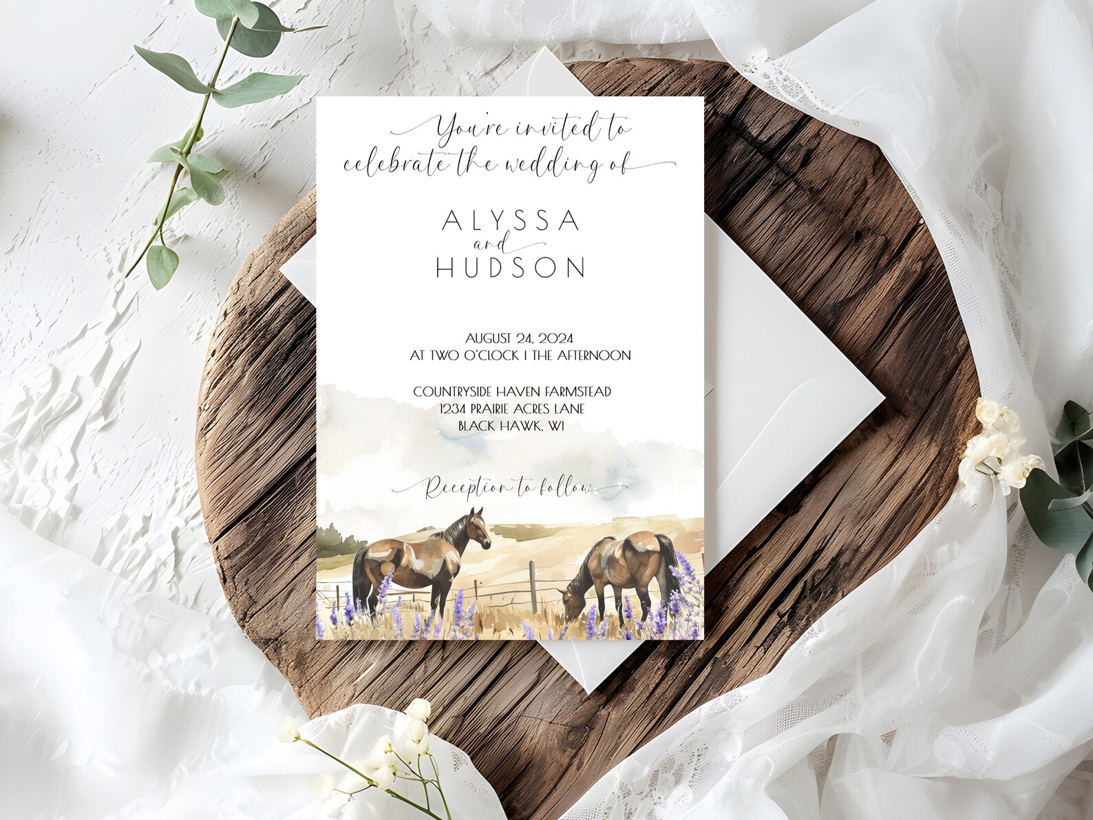 Rustic Country Farm Wedding Invitation Set, Countryside Barn Wedding ...