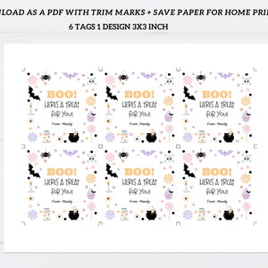 Halloween Gift Tags, Printable Halloween Favor Tags, Pastel Halloween ...