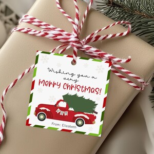 Festive Red Truck Christmas Gift Tags, Christmas Truck Favor Tags ...