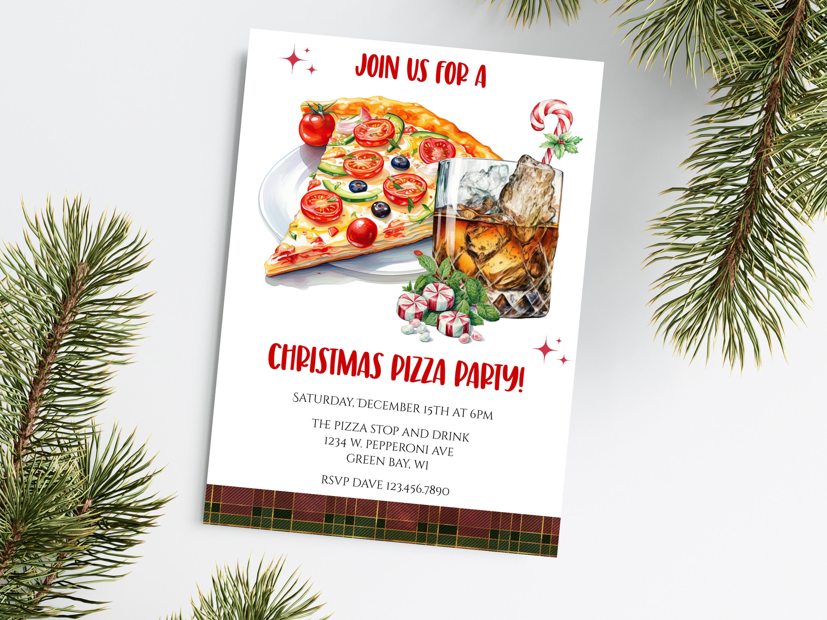 Adult Pizza Party Invitation/ Christmas Pizza Party Printable Invite ...